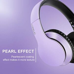 LORELEI X6 Over-Ear Headphones with Microphone, Lightweight Foldable & Portable Stereo Bass Headphones with 1.45M No-Tangle,Wired Headphones for Smartphone Tablet MP3 / 4 (Purple-Black)