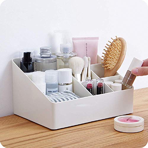 Granvela Home Organizer Bedside Table Organizer Makeup Organizer |Cosmetics Storage Box - 6 Compartments (White)