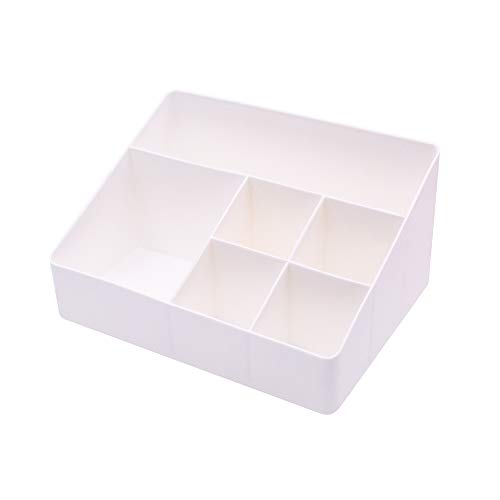 Granvela Home Organizer Bedside Table Organizer Makeup Organizer |Cosmetics Storage Box - 6 Compartments (White)