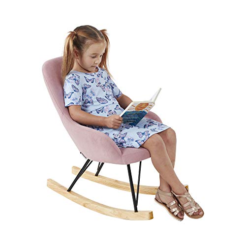 ECR4Kids Children’s Modern Rocking Chair, Upholstered Accent Chair for Nursery, Playroom, Bedroom and Living Room, Small Contemporary Rocker, Kids Cushioned Arm Chair, Blush