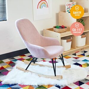 ECR4Kids Children’s Modern Rocking Chair, Upholstered Accent Chair for Nursery, Playroom, Bedroom and Living Room, Small Contemporary Rocker, Kids Cushioned Arm Chair, Blush