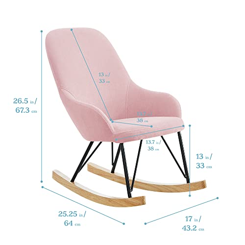 ECR4Kids Children’s Modern Rocking Chair, Upholstered Accent Chair for Nursery, Playroom, Bedroom and Living Room, Small Contemporary Rocker, Kids Cushioned Arm Chair, Blush