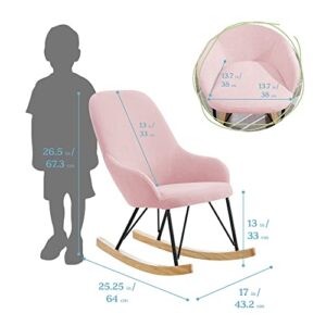 ECR4Kids Children’s Modern Rocking Chair, Upholstered Accent Chair for Nursery, Playroom, Bedroom and Living Room, Small Contemporary Rocker, Kids Cushioned Arm Chair, Blush