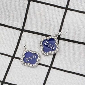 BAUNA Sorority Jewelry Rhinestone Earring Beaded Bracelet Zeta Greek Gift Women Necklace (Rhinestone Earring)