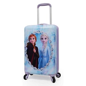 disney frozen suitcase ii anna elsa luggage hard side tween spinner rolling suitcase for kids, carry-on travel trolley - 20 inch