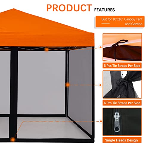 Mosquito Netting Outdoor Screen House Tent Screen Wall with Zipper for Camping, Patio, 10x 10 Gazebo and Tent (Mosquito Net Only Black)