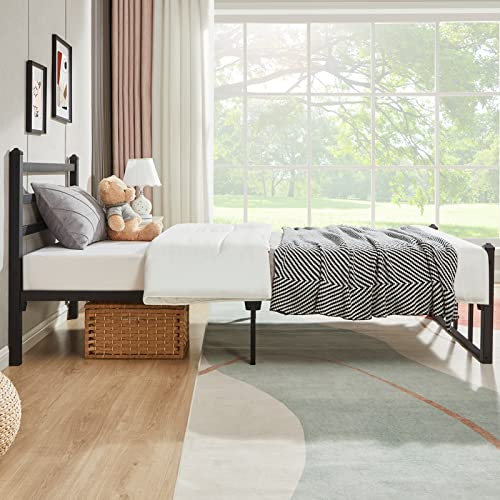 GreenForest Twin Bed Frame with Headboard Heavy Duty Supports Mattress Foundation,Platform Base Box Spring Replacement,Black