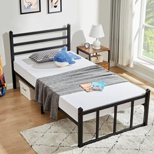 GreenForest Twin Bed Frame with Headboard Heavy Duty Supports Mattress Foundation,Platform Base Box Spring Replacement,Black