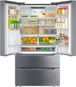 smeta refrigerator french door with ice maker for kitchen 36'' inch stainless steel counter depth full size refrigerators fridge bottom freezer cooling 22.5 cu.ft double door fridgerator freezer home use 23 cu ft