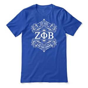 bad bananas zeta phi beta sorority paraphernalia - the finer woman - crew neck shirt - true-royal x-large