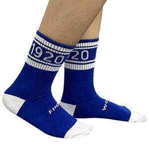 JXGZSO 2 Pairs Sorority Socks Blue 1920 Finer Women Socks Sorority Sister Gift (Finer Women)