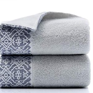 2 Pack Cotton Hand Towels,100% Cotton Face Towels, Durable Highly Absorbent Soft Washcloth Towel for Premium Luxury Spa Hotel Bathroom, Camping, Gym （14 x 30 Inch (Maoj-Classical Gray)