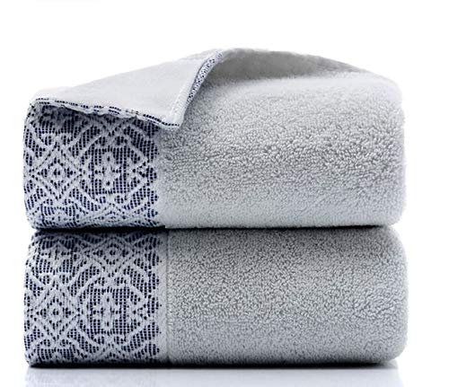 2 Pack Cotton Hand Towels,100% Cotton Face Towels, Durable Highly Absorbent Soft Washcloth Towel for Premium Luxury Spa Hotel Bathroom, Camping, Gym （14 x 30 Inch (Maoj-Classical Gray)