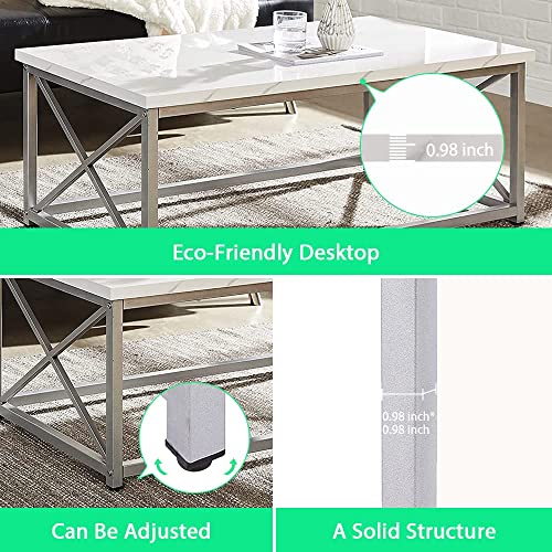 AZL1 Life Concept Modern Coffee Table for Living Room Center Table with Metal Frame, Glossy White