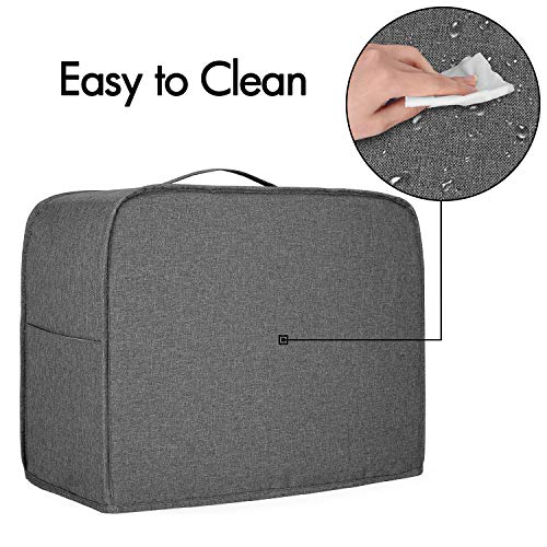 Yarwo Visible Sewing Machine Cover with Top Handle and Pockets, Heavy Duty Dust Cover for Most Standard Sewing Machines and Accessories, Gray