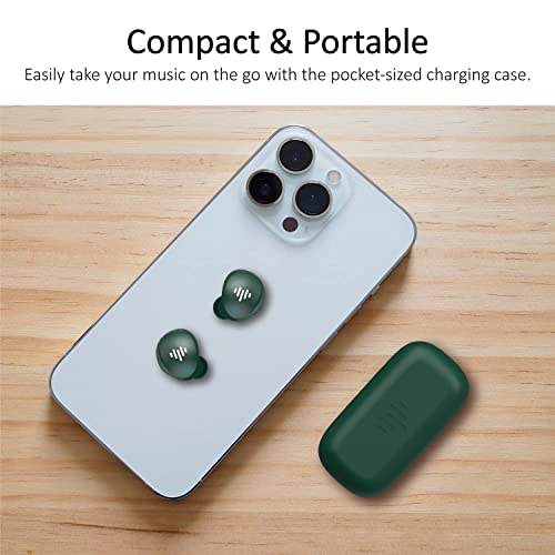 iLuv myBuds Wireless Earbuds, Bluetooth 5.3, Built-in Microphone, 20 Hour Playtime, IPX6 Waterproof Protection, Compatible with Apple & Android, Includes Charging Case & 4 Ear Tips, TB100 Dark Green