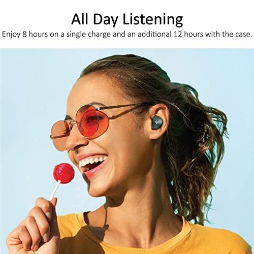 iLuv myBuds Wireless Earbuds, Bluetooth 5.3, Built-in Microphone, 20 Hour Playtime, IPX6 Waterproof Protection, Compatible with Apple & Android, Includes Charging Case & 4 Ear Tips, TB100 Dark Green