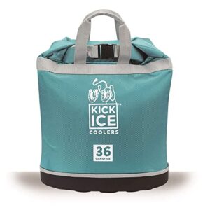 kickice dry bag + soft cooler with pvc free leakproof lining + rolltop closure for kayaking, beach, rafting, boating, hiking, camping and fishing, holds 36 cans + ice, 30l, teal