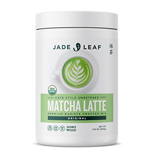 Jade Leaf Matcha Organic Cafe Style Sweetened Matcha Latte Premium Barista Crafted Mix - Sweet Matcha Green Tea Powder - Authentic Japanese Origin (1.1 Pound Tin)