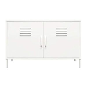 realrooms shadwick 2 door wide metal locker accent storage cabinet, soft white