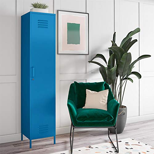 Novogratz Cache Single Metal Locker Storage, Blue Cabinet