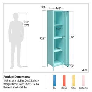 Novogratz Cache Single Metal Locker Storage, Blue Cabinet