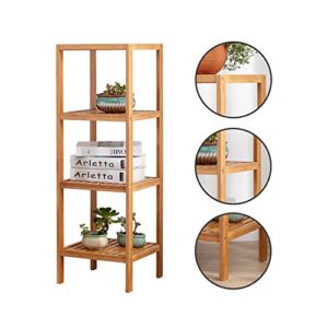 Zoopolyn 100% Bamboo Bathroom Shelf 13 x 13 x 39 inches 4-Tier Multifunction Standing Towel Rack Storage Organizer Unit Natural