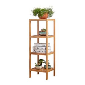 Zoopolyn 100% Bamboo Bathroom Shelf 13 x 13 x 39 inches 4-Tier Multifunction Standing Towel Rack Storage Organizer Unit Natural