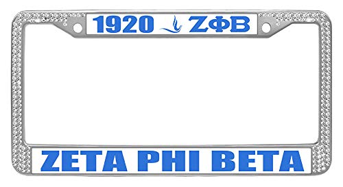 Framespolish W-ZBP04 Zeta Phi Beta License Plate Frame, Bling White Rhinestones