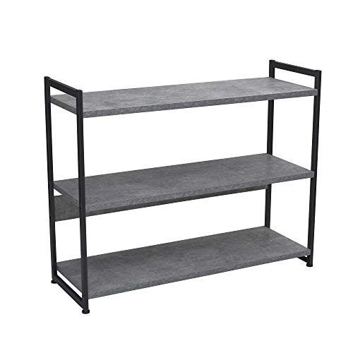 Household Essentials 3 Tier Storage Shelf with Minimalist Metal Frame | 40.5" W x 32.5" H x 13.75" D | Slate Faux Concrete, Grey