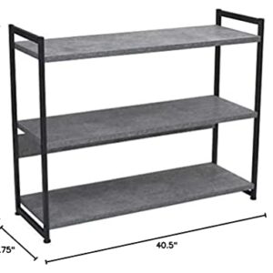 Household Essentials 3 Tier Storage Shelf with Minimalist Metal Frame | 40.5" W x 32.5" H x 13.75" D | Slate Faux Concrete, Grey