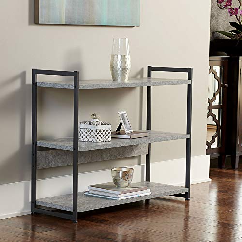 Household Essentials 3 Tier Storage Shelf with Minimalist Metal Frame | 40.5" W x 32.5" H x 13.75" D | Slate Faux Concrete, Grey