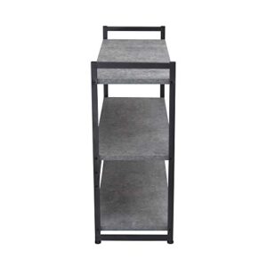 Household Essentials 3 Tier Storage Shelf with Minimalist Metal Frame | 40.5" W x 32.5" H x 13.75" D | Slate Faux Concrete, Grey