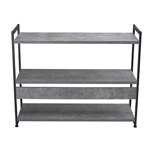 Household Essentials 3 Tier Storage Shelf with Minimalist Metal Frame | 40.5" W x 32.5" H x 13.75" D | Slate Faux Concrete, Grey