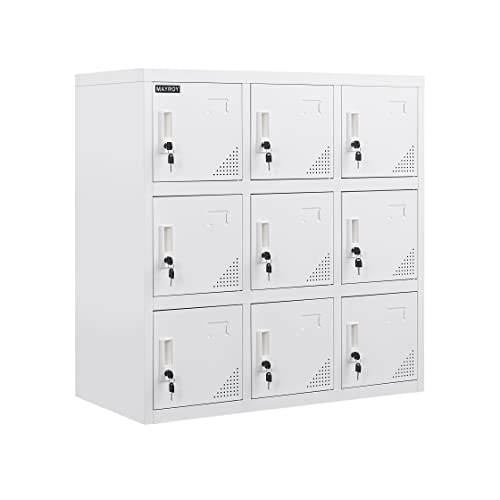 MAYROY Metal Locker Office Storage Locker Home Steel Locker School Storage Organizer, Storage Cabinet for Kids Students Employee (W9D) (Full White)