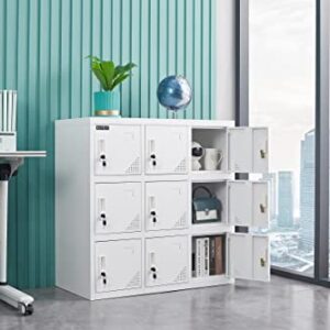 MAYROY Metal Locker Office Storage Locker Home Steel Locker School Storage Organizer, Storage Cabinet for Kids Students Employee (W9D) (Full White)