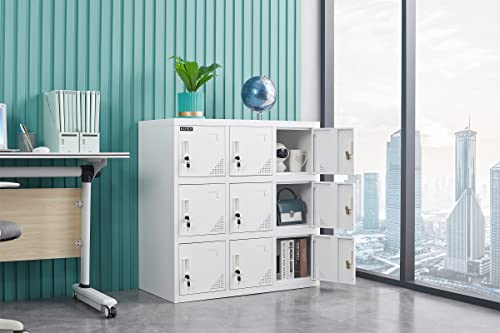 MAYROY Metal Locker Office Storage Locker Home Steel Locker School Storage Organizer, Storage Cabinet for Kids Students Employee (W9D) (Full White)