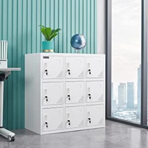 MAYROY Metal Locker Office Storage Locker Home Steel Locker School Storage Organizer, Storage Cabinet for Kids Students Employee (W9D) (Full White)