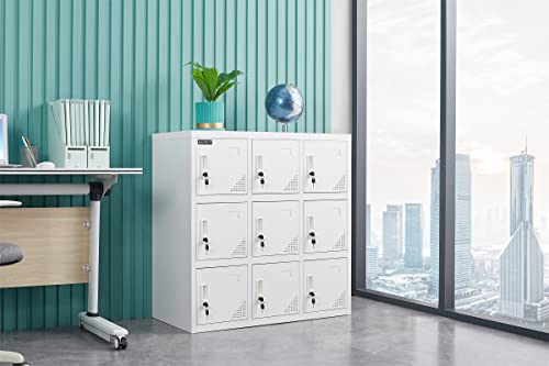 MAYROY Metal Locker Office Storage Locker Home Steel Locker School Storage Organizer, Storage Cabinet for Kids Students Employee (W9D) (Full White)