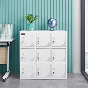 MAYROY Metal Locker Office Storage Locker Home Steel Locker School Storage Organizer, Storage Cabinet for Kids Students Employee (W9D) (Full White)