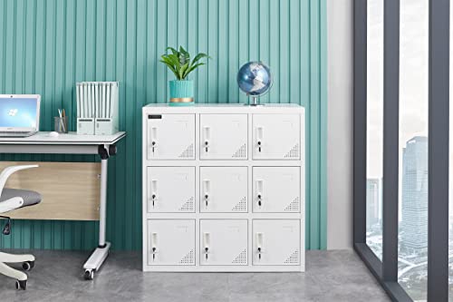 MAYROY Metal Locker Office Storage Locker Home Steel Locker School Storage Organizer, Storage Cabinet for Kids Students Employee (W9D) (Full White)