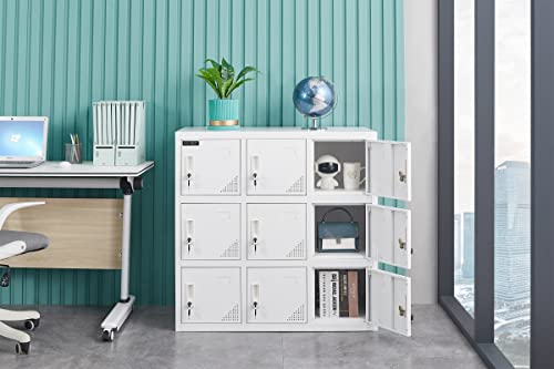 MAYROY Metal Locker Office Storage Locker Home Steel Locker School Storage Organizer, Storage Cabinet for Kids Students Employee (W9D) (Full White)