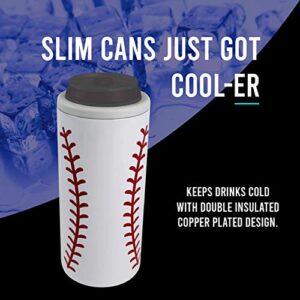 Urbanifi Baseball Slim Hard Seltzer Cooler Insulated Drink Stainless Steel Double Walled Tumbler Sleeve for 12 OZ Skinny Can, Water Bottle or Soda Gifts (Baseball)