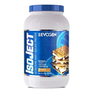 evogen isoject s'mores | premium whey isolate loaded with bcaa, eaa, ignitor enzymes, recovery, shakes, smoothies | 2lbs