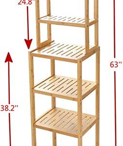 URFORESTIC 7-Tier Bamboo Bathroom Shelf, Narrow Space Shelf for Small Space, Multifunctional Storage Rack, Wood Corner Rack, for Kitchen, Livingroom, Bedroom, Hallway(Natural)