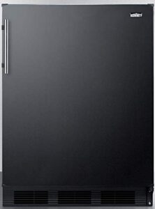 summit ct663bkbi 24 compact refrigerator with 5.1 cu. ft. capacity adjustable glass shelves dual evaporator reversible door adjustable thermostat in black