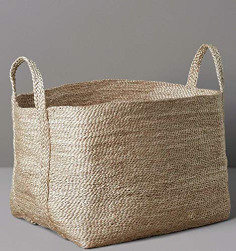 GooBloo Extra Large Handmade Woven Storage Basket 100% Jute Rope - 20” x 14” Tall Decorative Rope Basket for Living Room, Toys, Storage, Towels or Nursery - Wicker Baskets - Handmade Natural Hamper