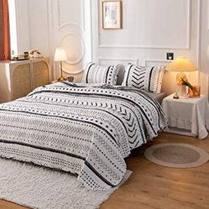 JANZAA Boho Bedding Bedspreads Queen Size,3 PCS Bohemian Quilt Set with Geometric Printed for All Season(Two Pillow Cases)