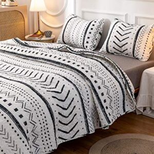 JANZAA Boho Bedding Bedspreads Queen Size,3 PCS Bohemian Quilt Set with Geometric Printed for All Season(Two Pillow Cases)