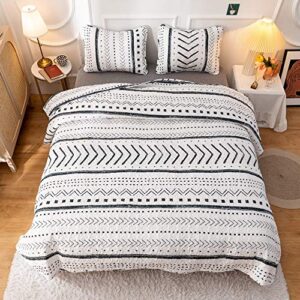 JANZAA Boho Bedding Bedspreads Queen Size,3 PCS Bohemian Quilt Set with Geometric Printed for All Season(Two Pillow Cases)